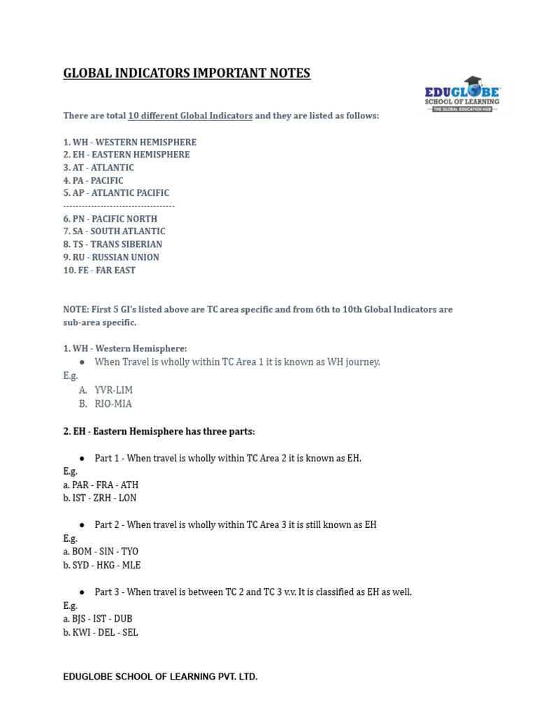 Global Indicators Important Notes (2) | PDF