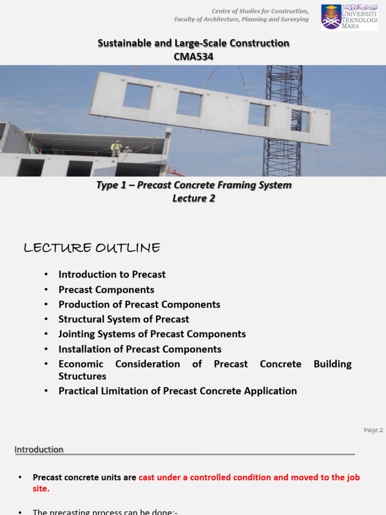 Lecture 2 - Precast Concrete | PDF | Precast Concrete | Wall