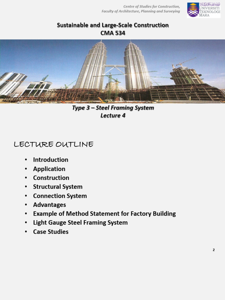 Lecture 4 - Steel Framing System | PDF | Precast Concrete | Concrete