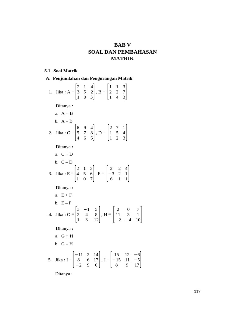 SOAL DAN PEMBAHASAN BAB V KALKULUS II | PDF | Matrix Theory | Linear Algebra