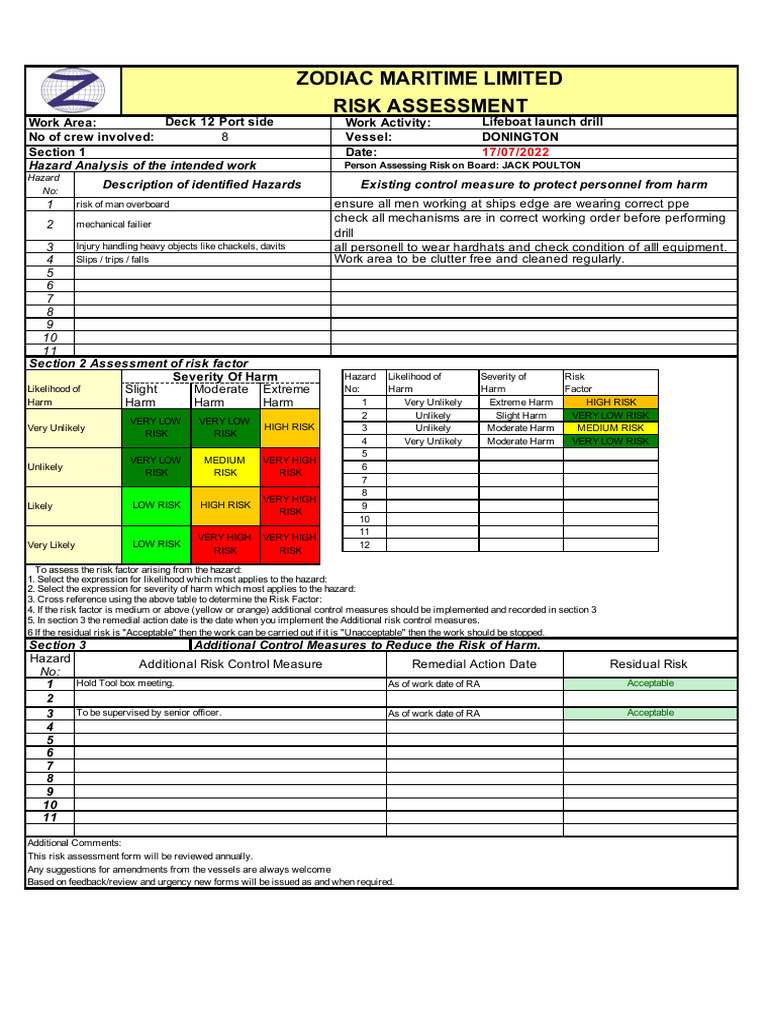 Maritime Risk Assessment for DONINGTON | PDF | Risk | Risk Assessment