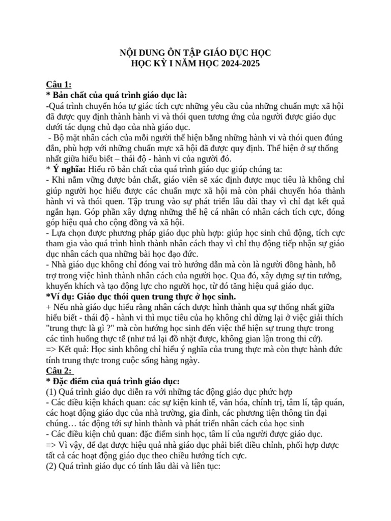 202311 CÂU HỎI ÔN TẬP THI 2024 25 | PDF