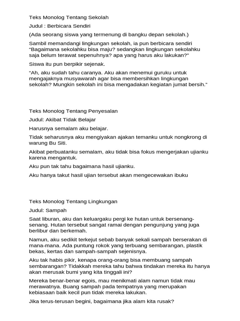 Teks Monolog Pendek | PDF
