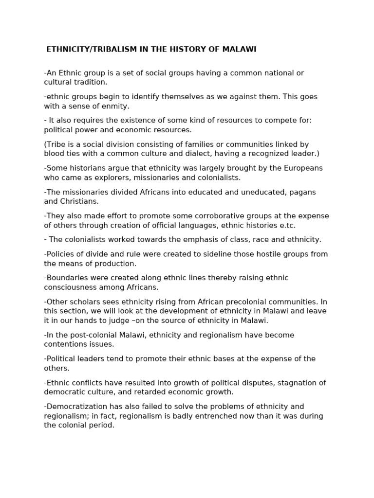 Ethnicity in Malawi | PDF | Malawi