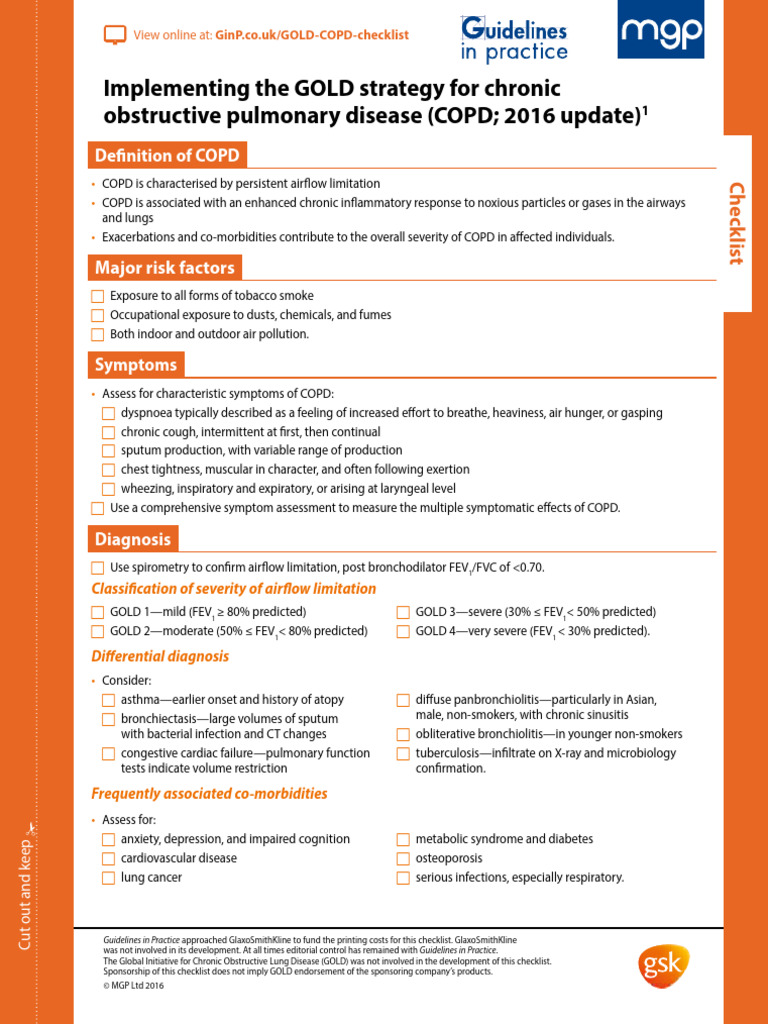 Copd Guidelines in Practice Checklist | PDF | Chronic Obstructive ...