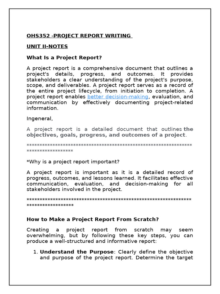 OHS352 Project Report Writing Guide | PDF | Data Analysis | Statistics
