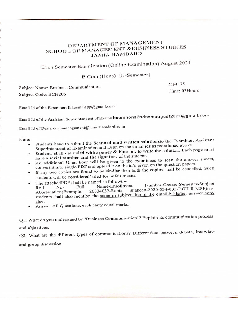 Business Communication Pyq | PDF