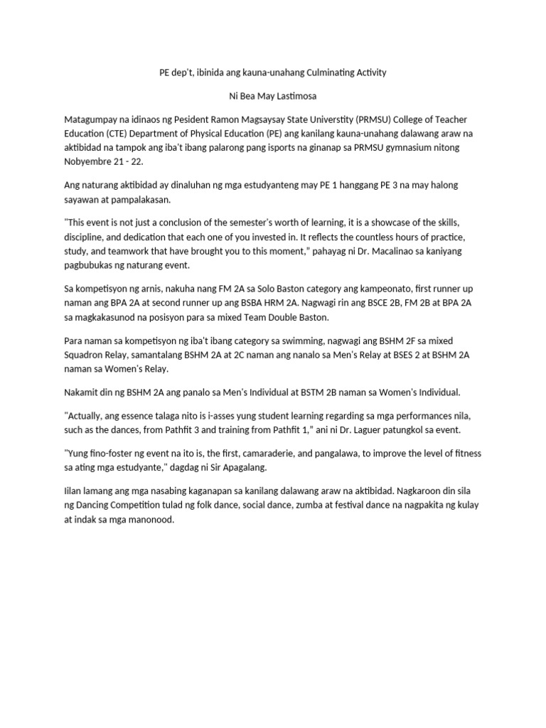 Culminating Activity | PDF