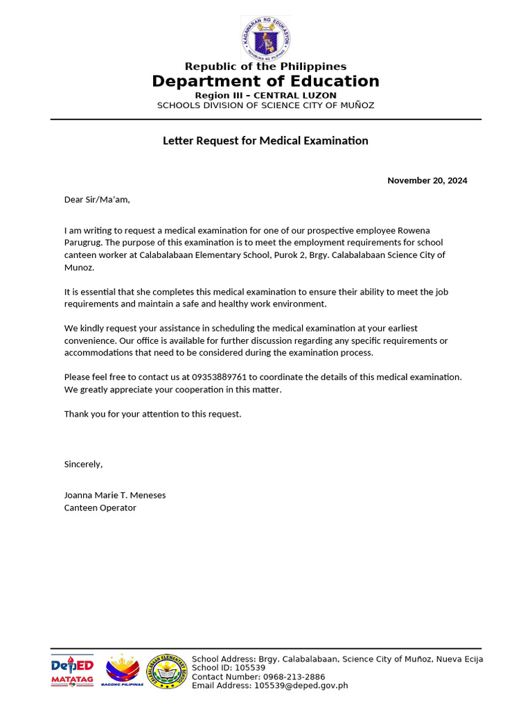 Request Letter For Medical CERTIFICATE | PDF