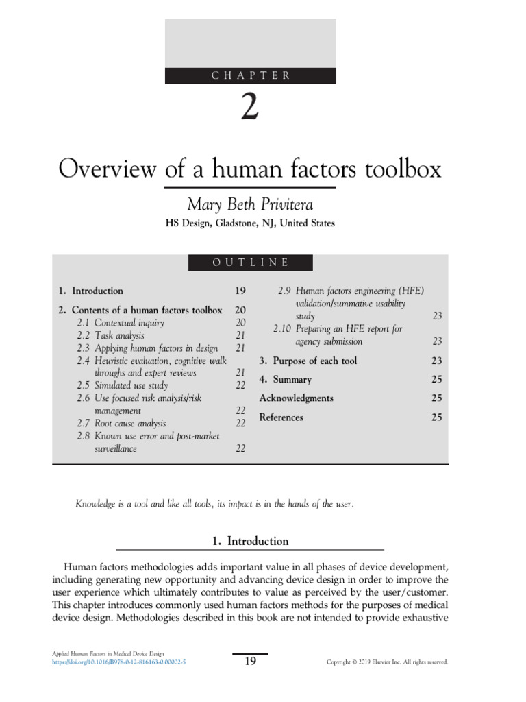 Chapter 2 _ Overview of Human Factors Toolbox | PDF | Usability | Human ...