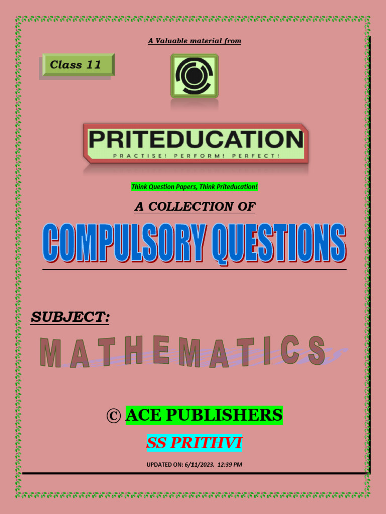 11th Maths EM Compulsory Questions English Medium PDF Download | PDF ...