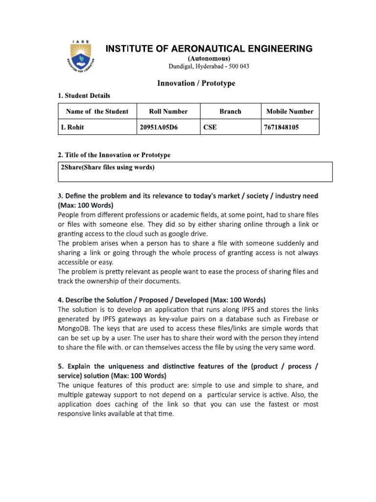 Idea Submission Form | PDF