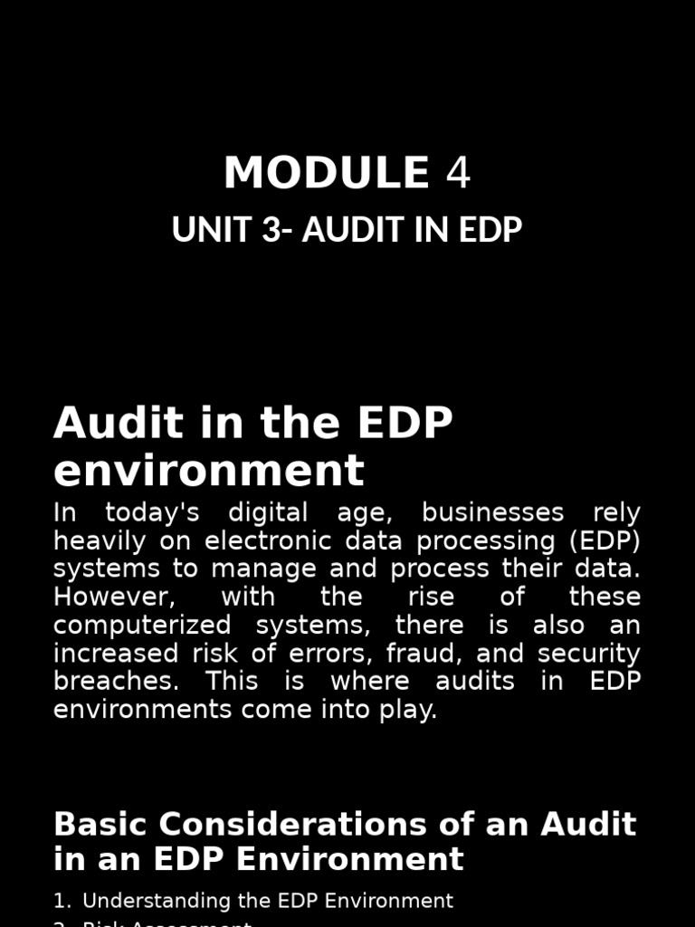 EDP Audit: Key Considerations Guide | PDF | Audit | Payment Card ...