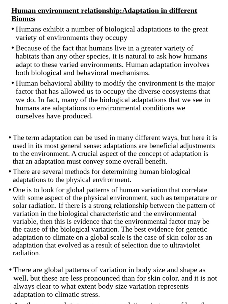 Adaptations in Different Biomes | PDF | Adaptation | Natural Environment