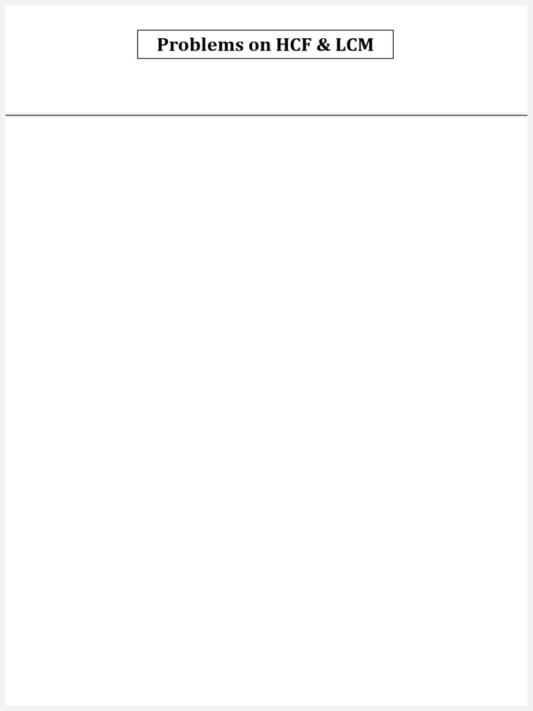 Problems On HCF & LCM With Solution | PDF | Abstract Algebra | Algebra