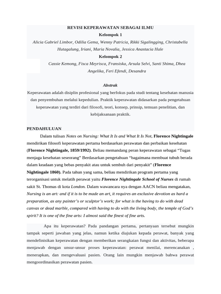 Revisi Keperawatan Sebagai Ilmu Kelompok 1 Dan 2 | PDF