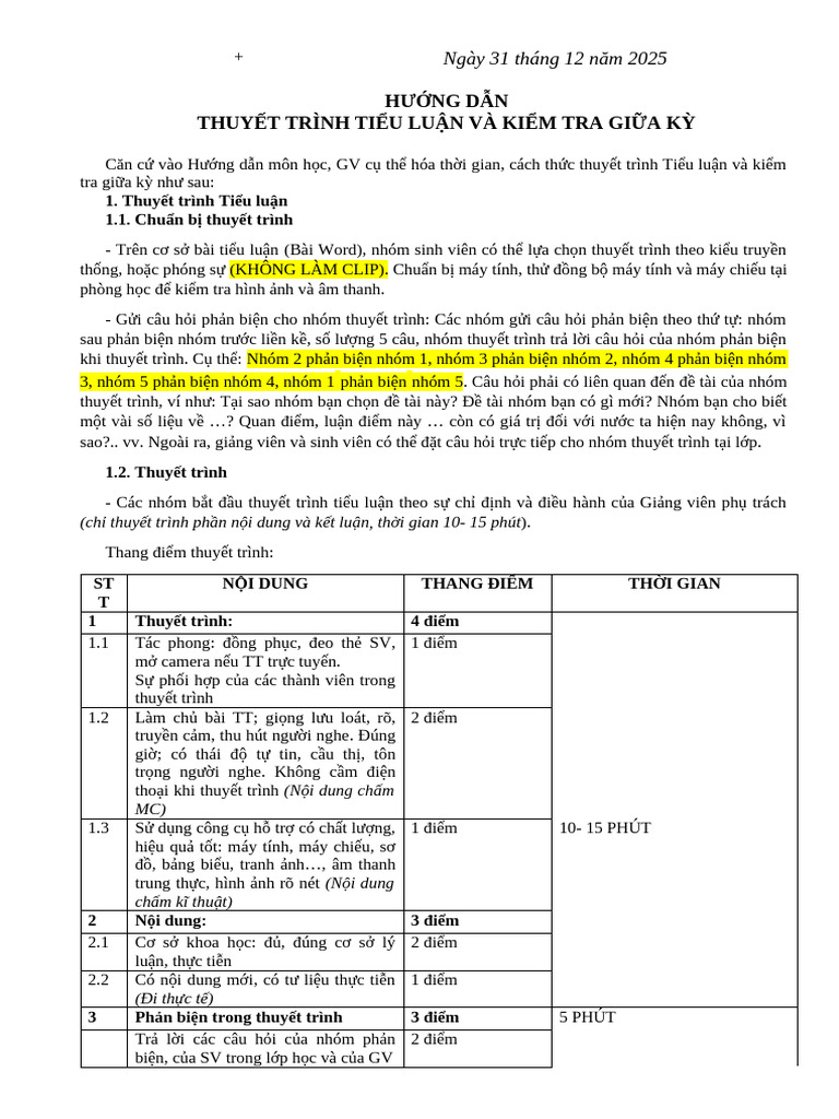 HD thuyết trình TL và KTGK 2025 | PDF