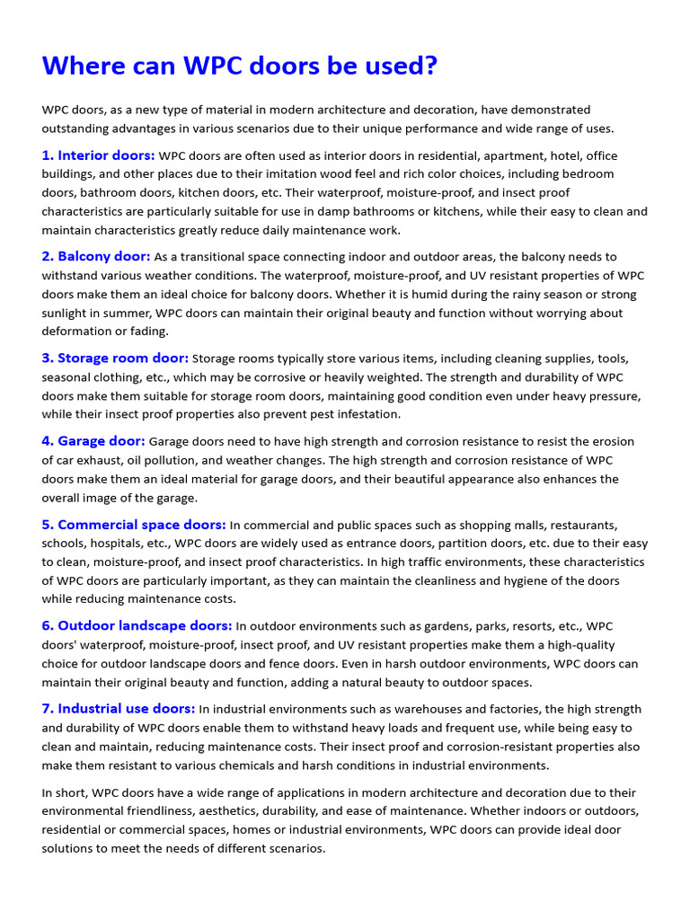 Where Can WPC Doors Be Used | PDF | Door | Corrosion