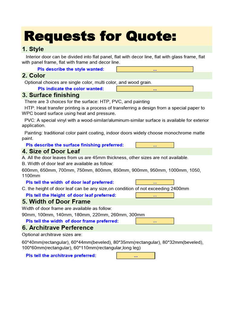 Requests For Quote:: 1. Style | PDF