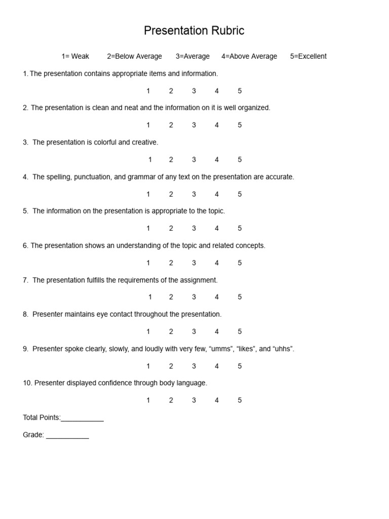 PresentationRubric 1 | PDF