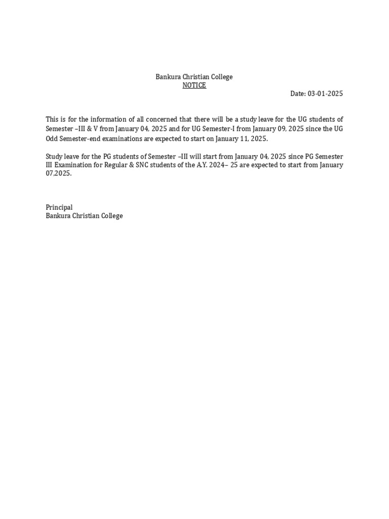 Study Leave Schedule for 2025 | PDF