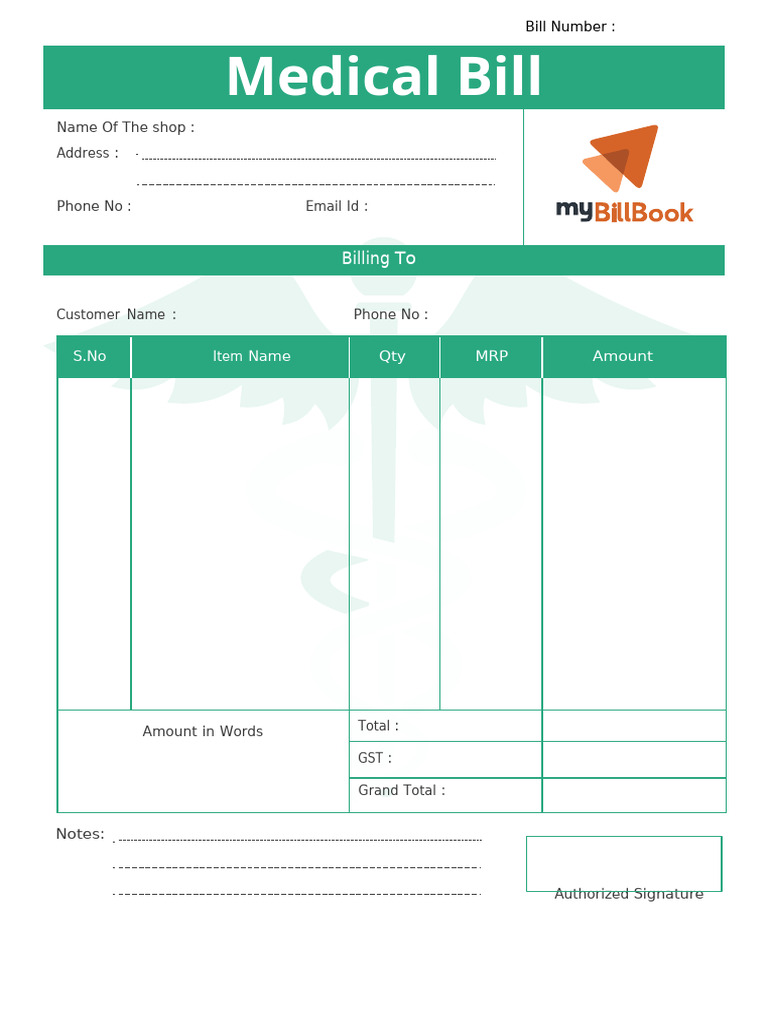 Medical Bill Template in Word Format | PDF