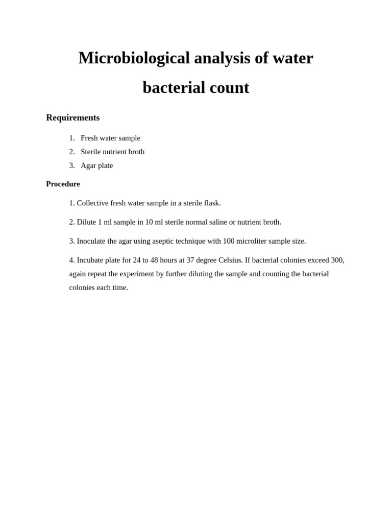 Water Microbiological Analysis Guide | PDF