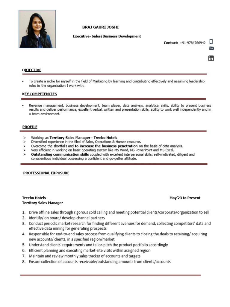 Braj Gauri Joshi CV-2 | PDF | Sales | Business