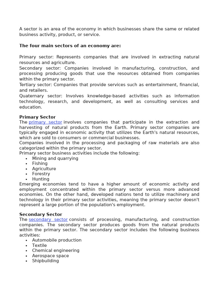 Reading Unit 2 - Business Sector | PDF | Investing | Tertiary Sector Of ...
