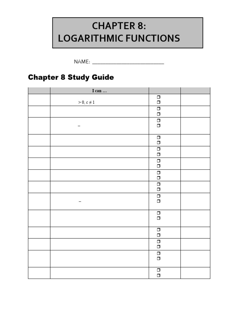 Ch. 8 Lesson Notes Package | PDF | Ph | Logarithm