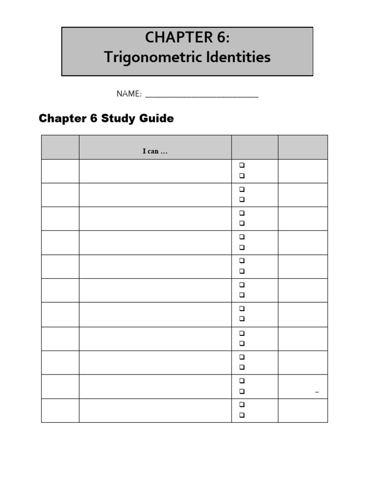 Trigonometric Identities Study Guide | PDF | Trigonometric Functions ...