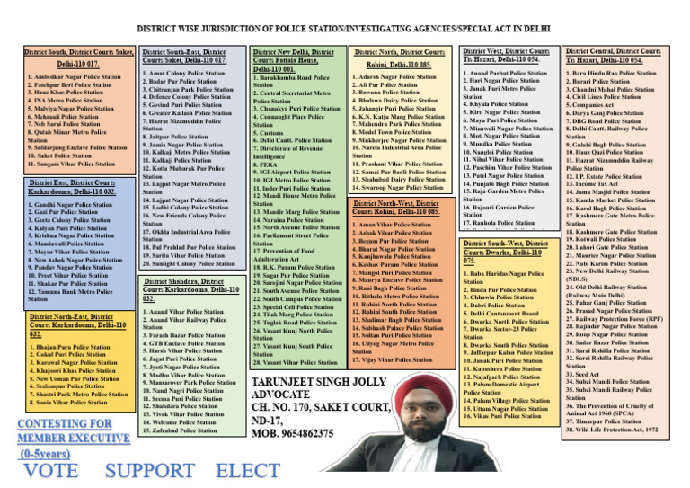 Delhi Police Station Jurisdiction List | PDF | Delhi