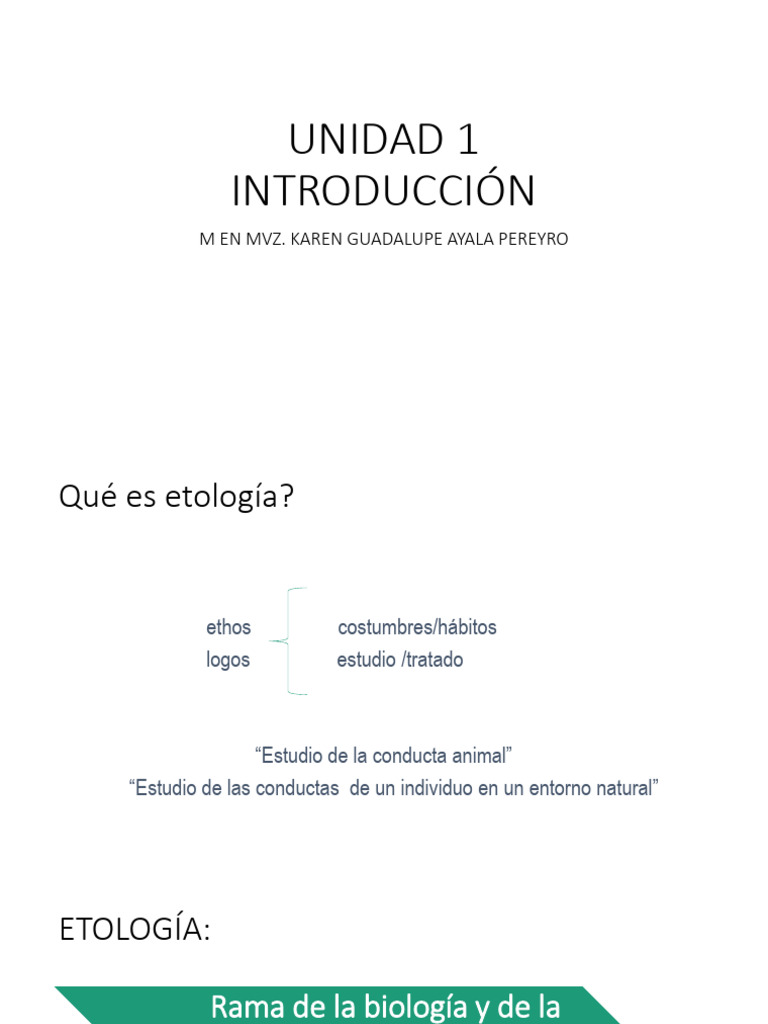 Unidad 1 Introducci-n 2023 PDF | PDF | Etología | Comportamiento
