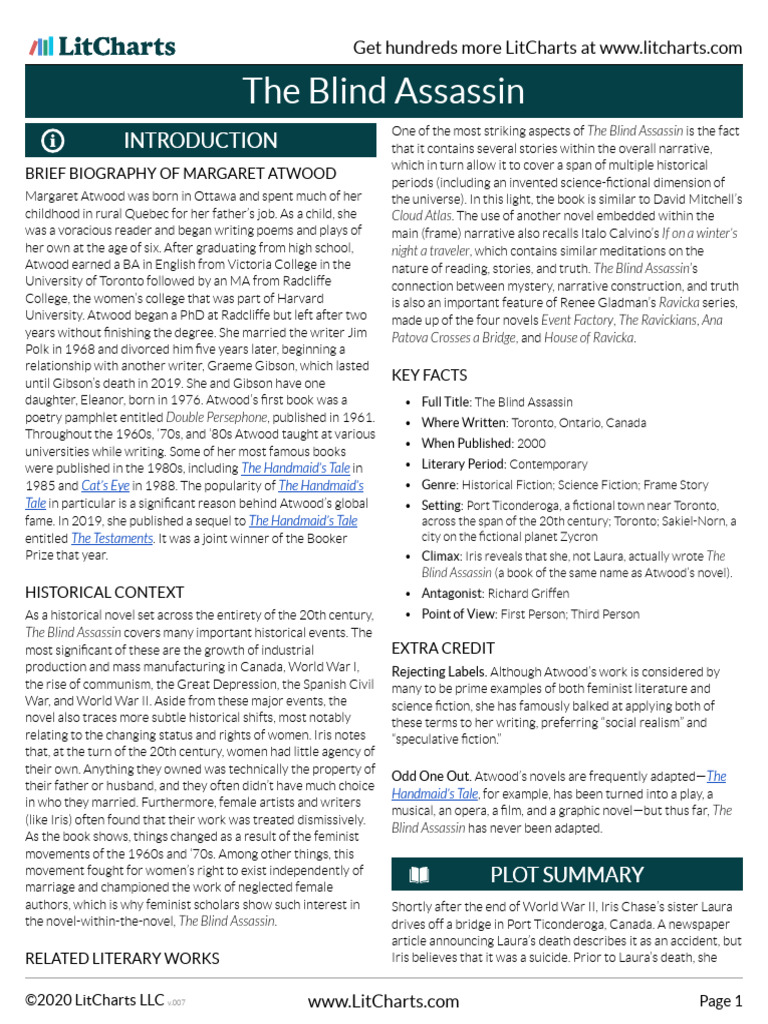 The Blind Assassin LitChart | PDF