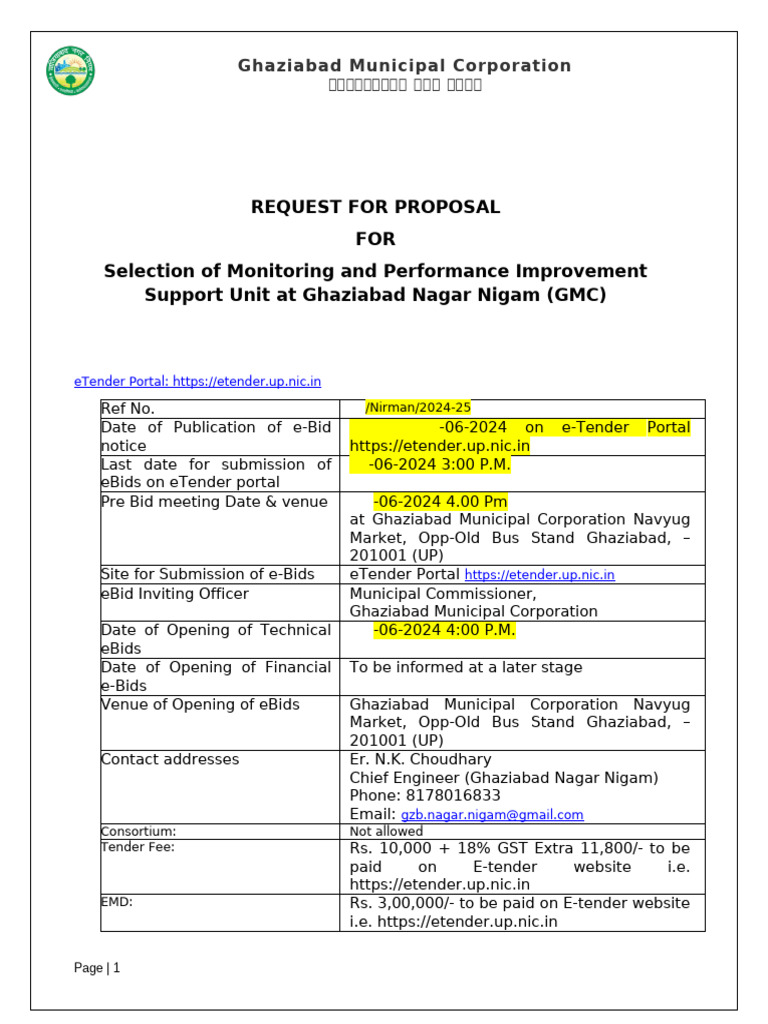 PMC Tender - GZB 19-06-2024 | PDF | Request For Proposal