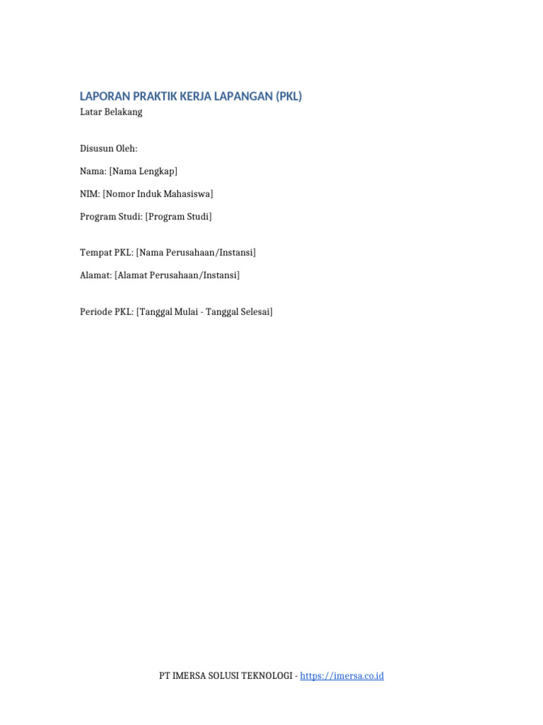 Contoh Laporan PKL Latar Belakang | PDF