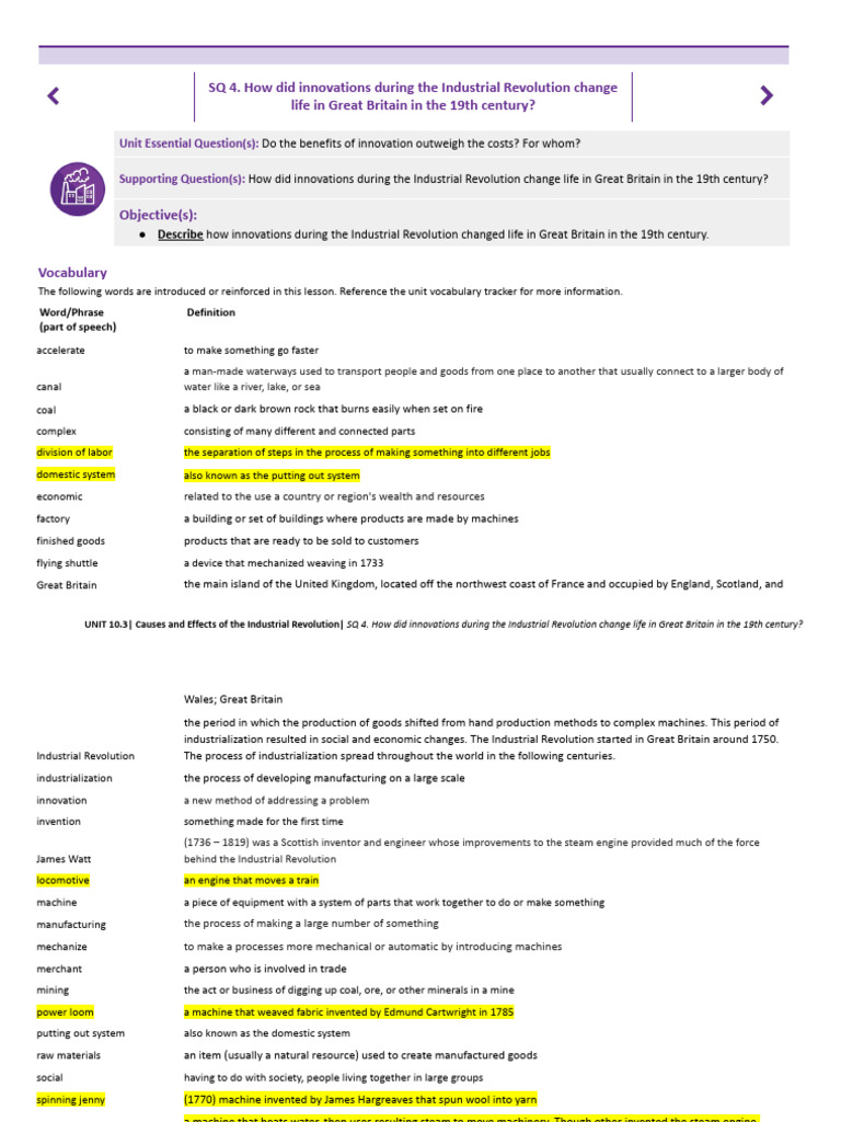 Industrial Revolution Innovations in Britain | PDF | Industrial ...