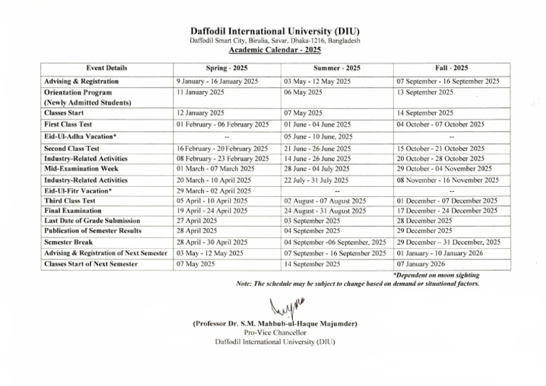 Academic Calendar - 2025 | PDF