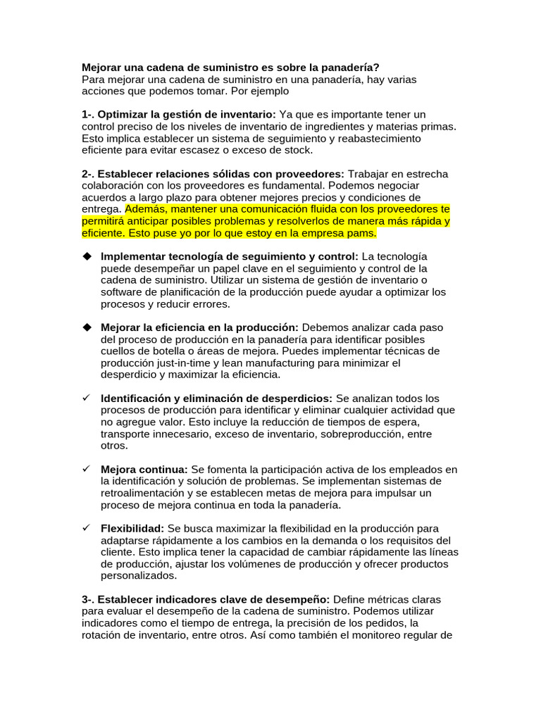 tarea de suministro 2 | PDF | Cadena de suministro | Lean Manufacturing