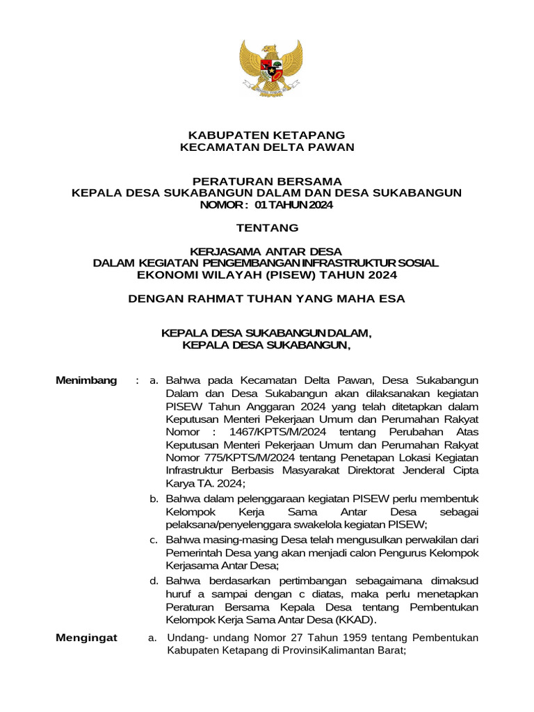 Format 2.11 Peraturan Bersama Kepala Desa (Permakades) | PDF