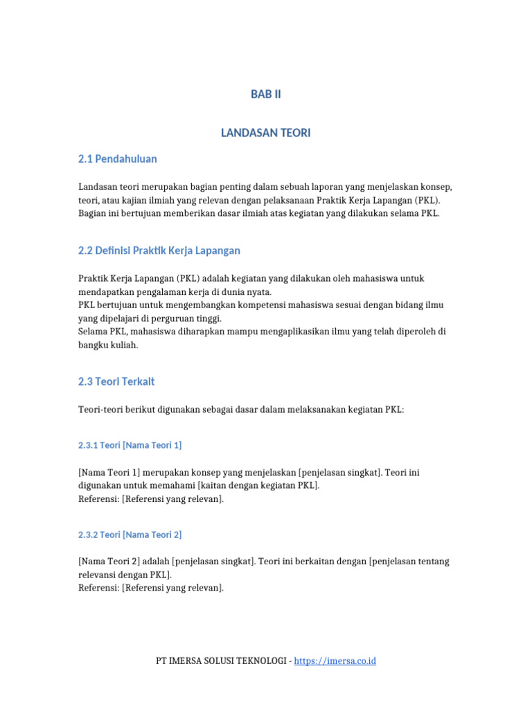 Contoh Laporan PKL Landasan Teori | PDF
