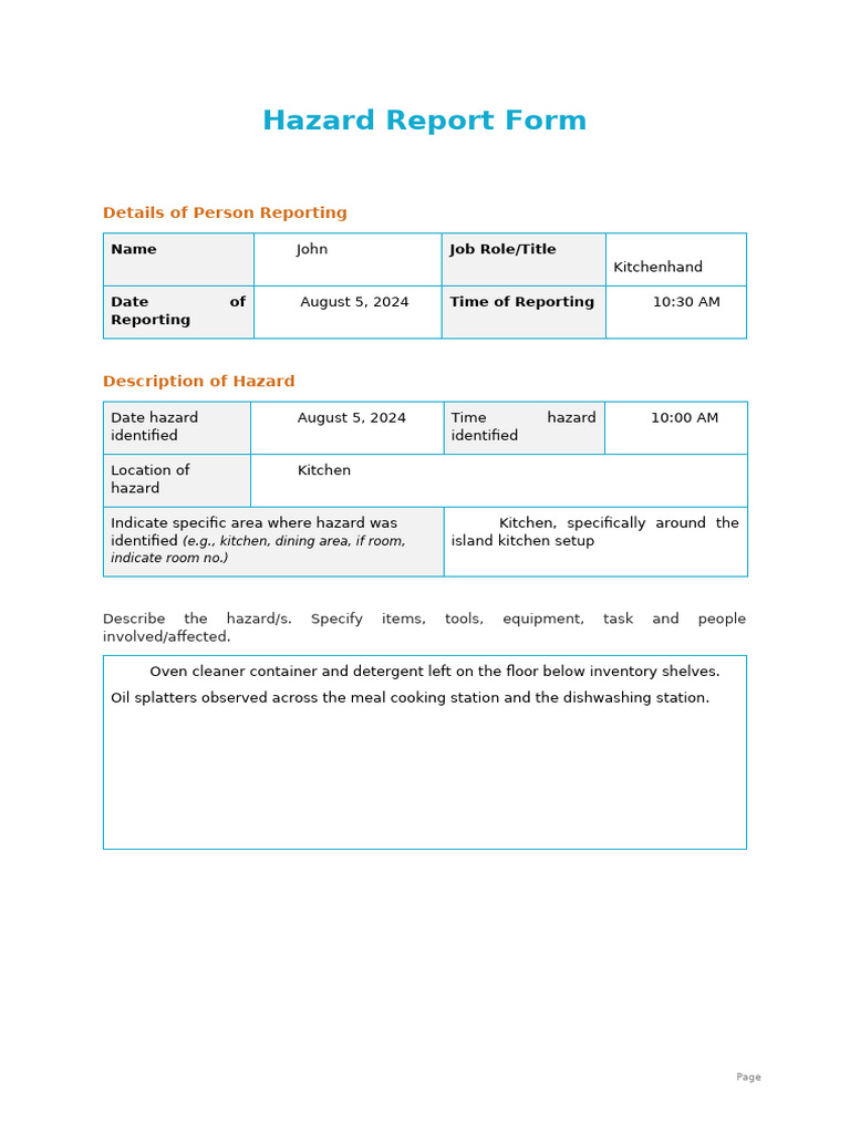 Kitchen Hazard Report: August 2024 | PDF