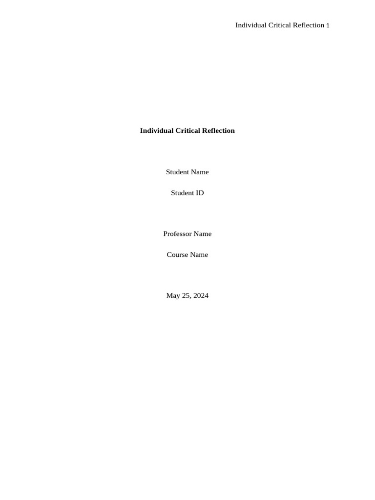 Individual Critical Reflection | PDF | Critical Thinking | Decision Making