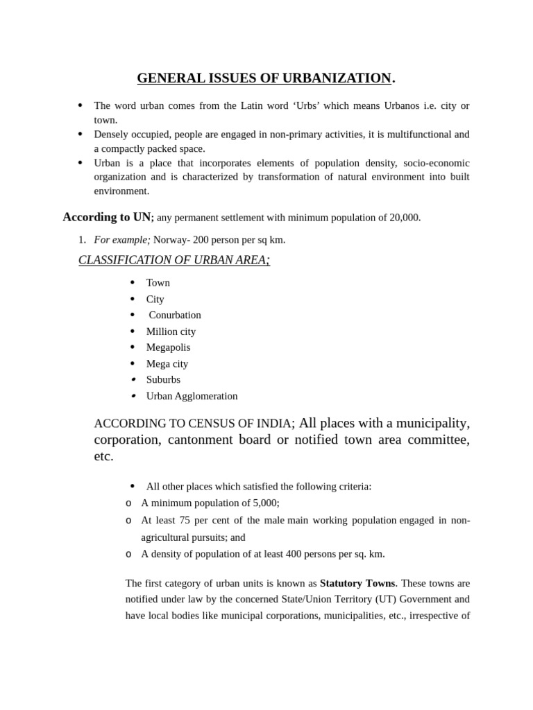 GENERAL ISSUES OF URBANIZATION[1] | PDF | Cost Of Living | Urbanization