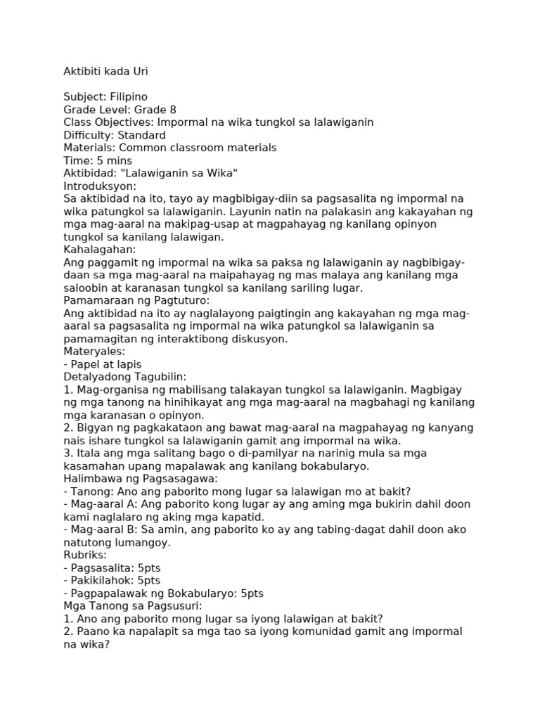 Aktibi Kada Uri | PDF