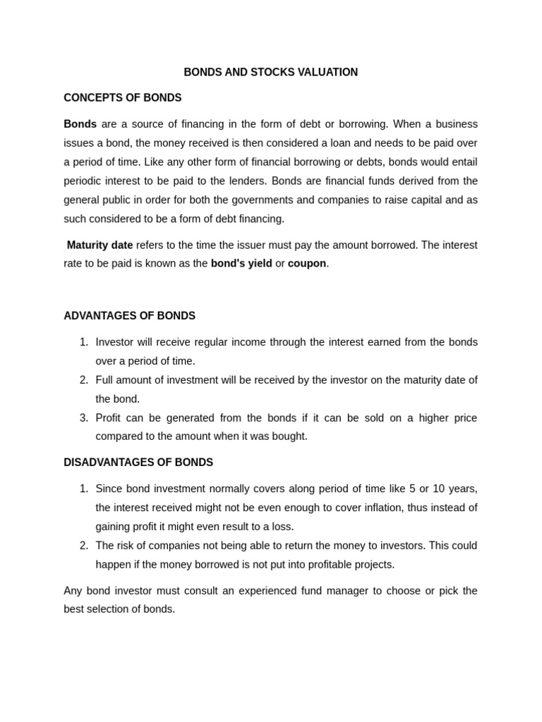 Chapter 5 Bonds and Stocks Valuation | PDF | Bonds (Finance) | Yield (Finance)