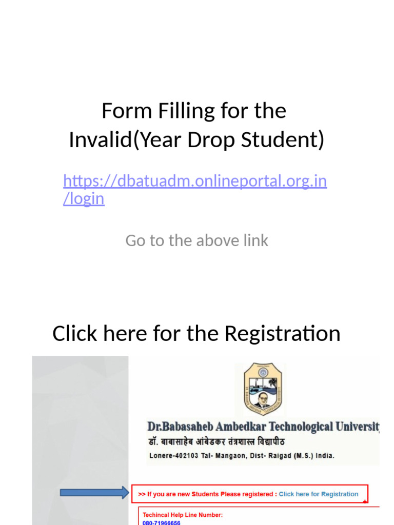 Form Filling For The Year Drop Dbatu | PDF