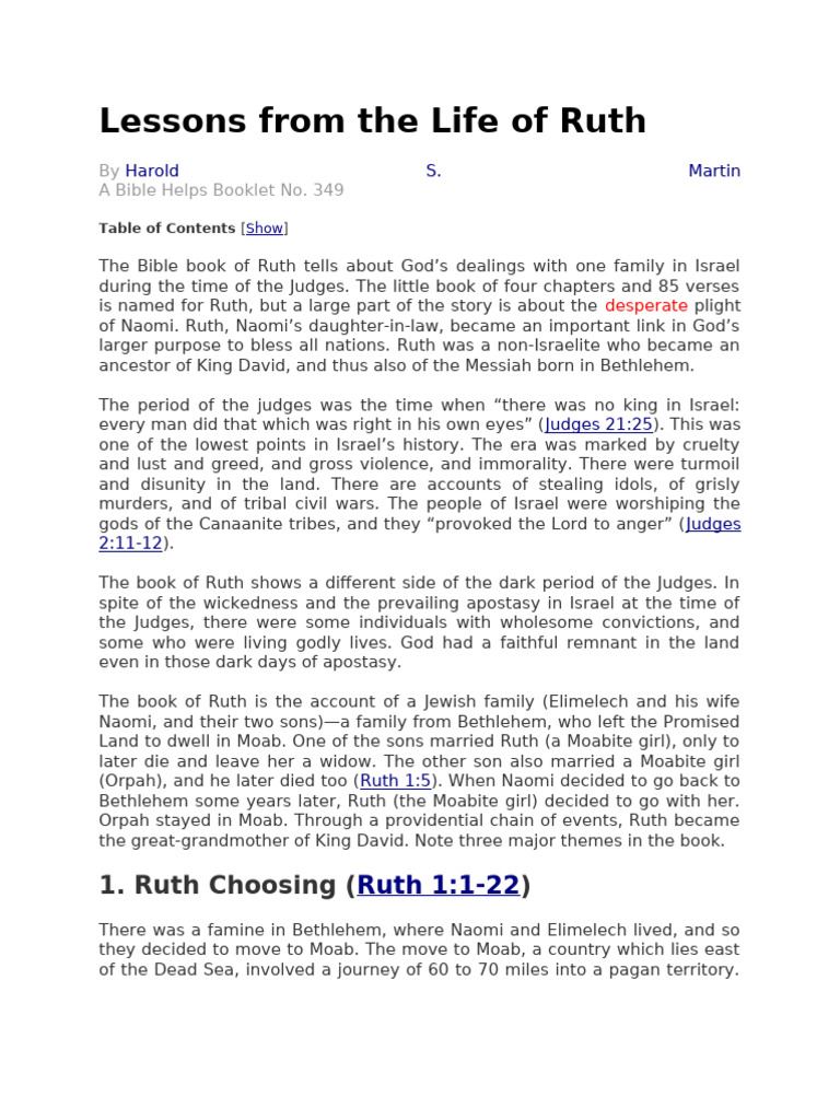 Lessons From The Life of Ruth | PDF | Ruth (Biblical Figure) | Book Of Ruth