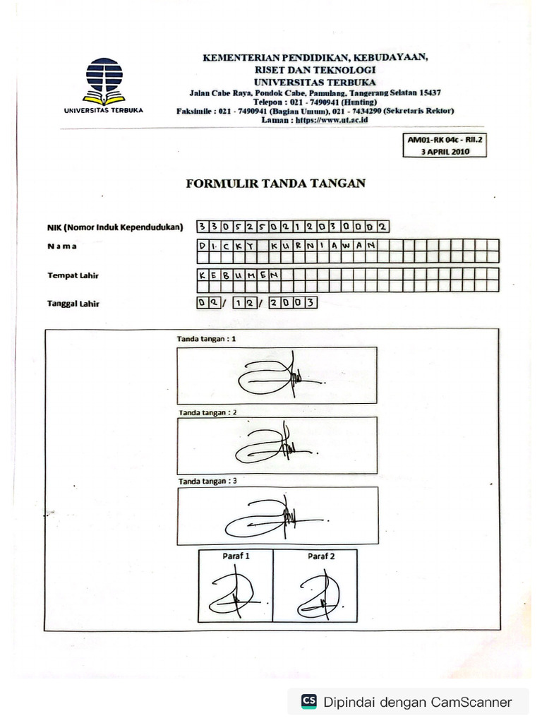Formulir Tanda Tangan | PDF