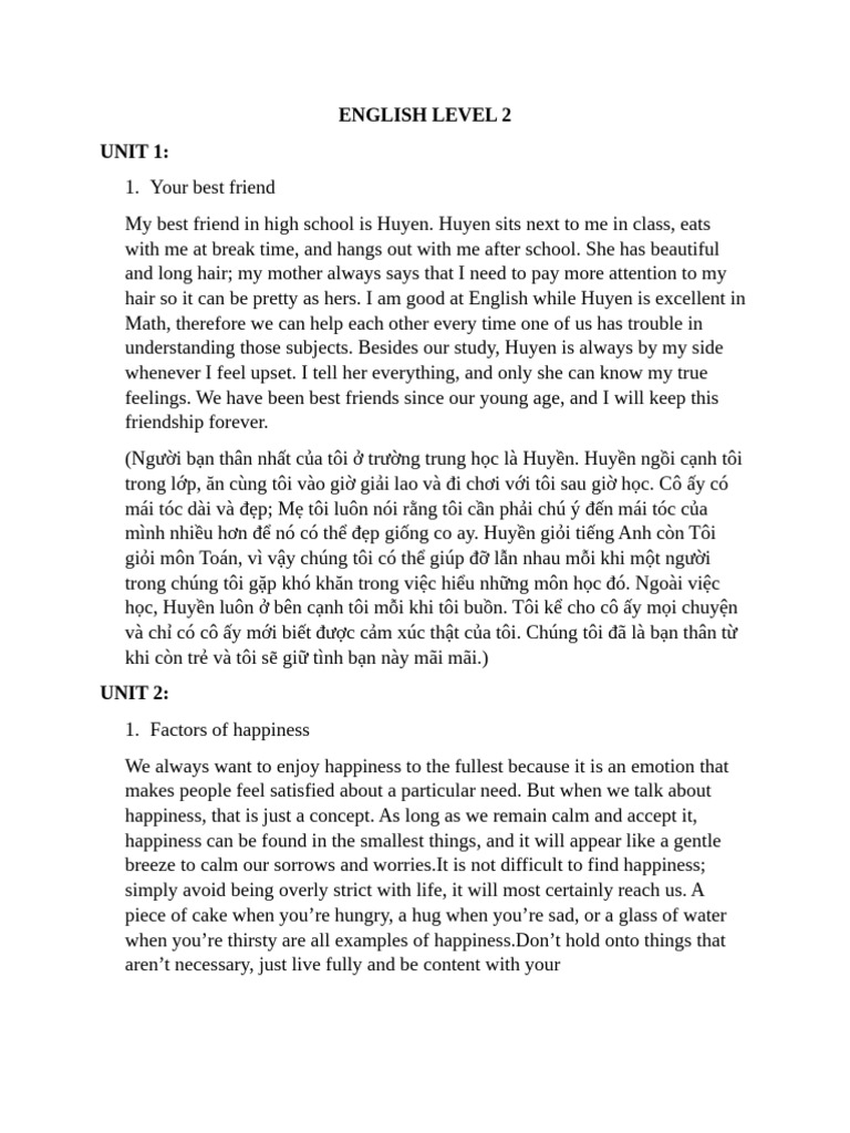 ENGLISH LEVEL 2 | PDF